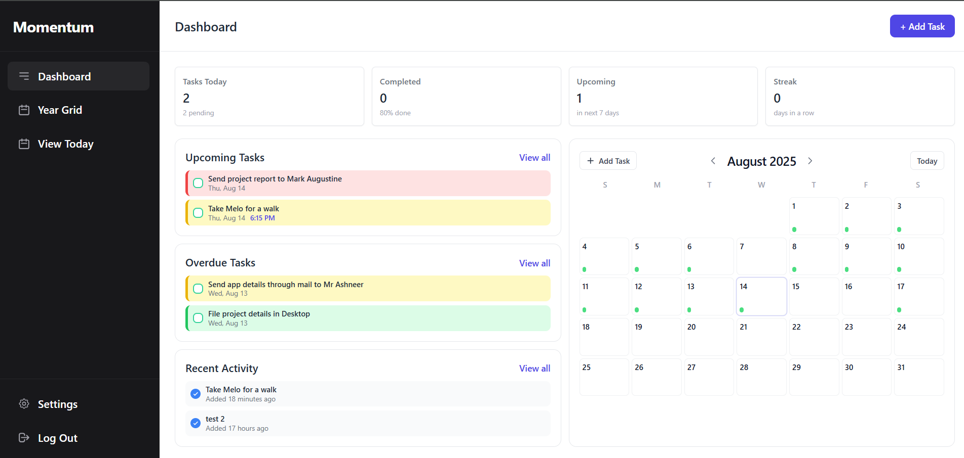 Momentum - Productivity App | Intelligent Task Tracking & Streak Building